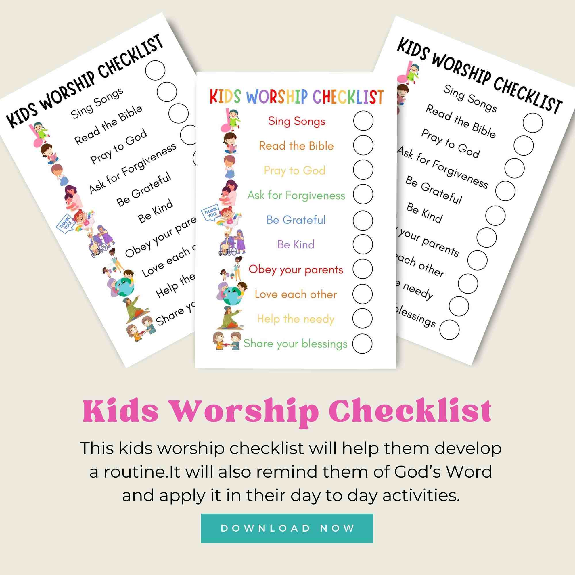 Printable Sunday School Kids Worship Checklist for Children’s Ministry ...