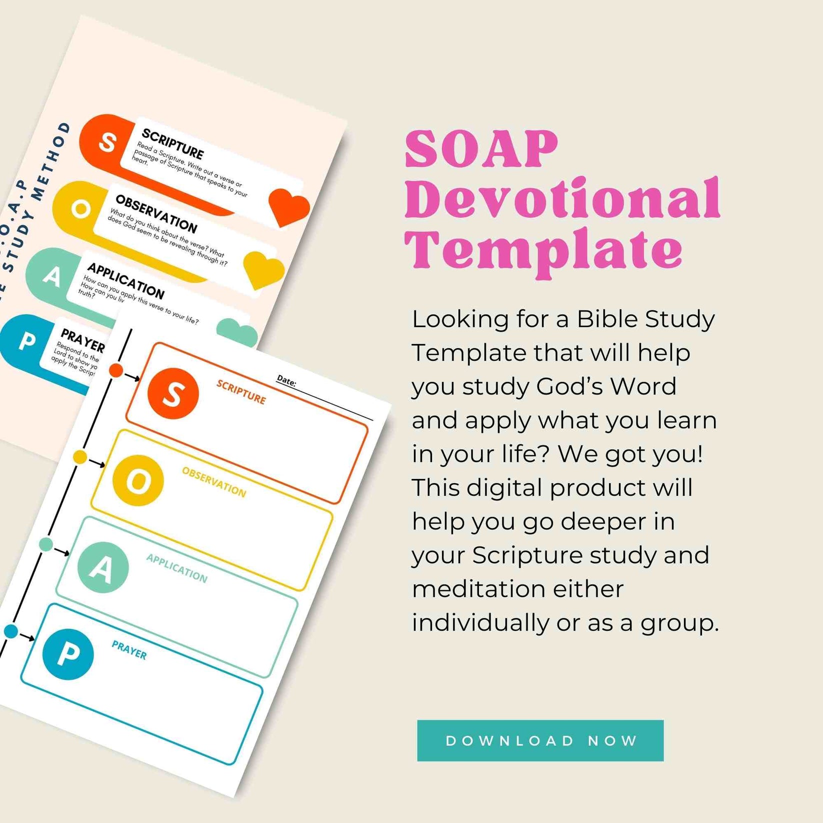 Printable SOAP Devotional Template for Youth Group Christian Bible Stu ...